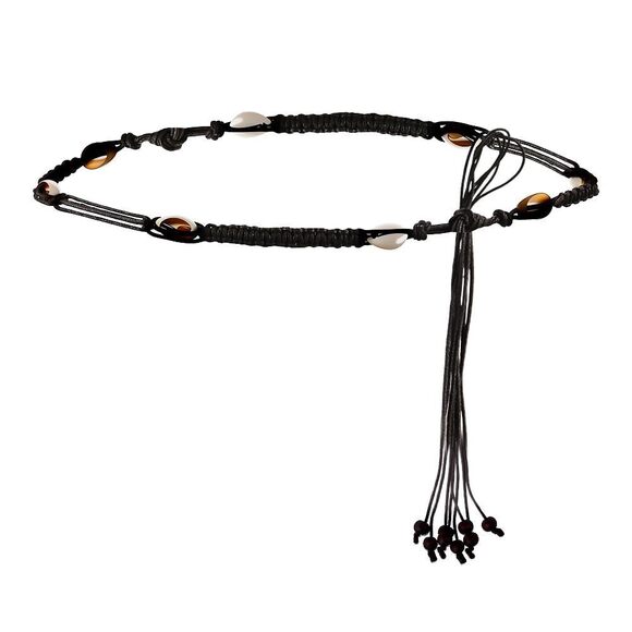 Аnсnоz | Accessories | Boho Braided Shell Fringe Belt With Wooden Beads ...